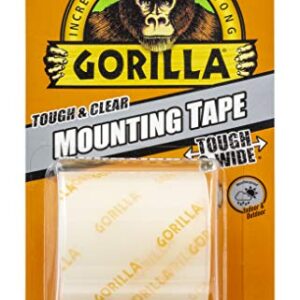 Gorilla Tough & Wide, Heavy Duty Double Sided Mounting Tape, 2" x 48", Clear, (Pack of 1)