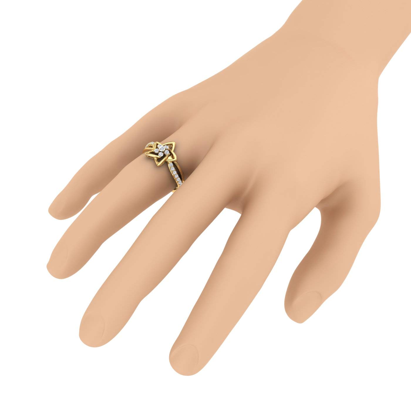 0.15 Carat Diamond Star Shaped Ring in 10K Yellow Gold (Ring Size 8.75) (I1-I2 Clarity)