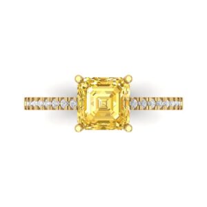 clara pucci 1.76 ct asscher cut solitaire w/accent natural yellow citrine bridal wedding statement ring 18k yellow gold size 7.5