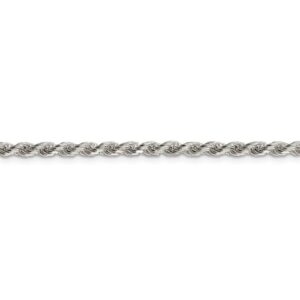 Sterling Silver Rhodium-plated 3mm Diamond-cut Rope Chain 22in 3mm style QDC070R-22