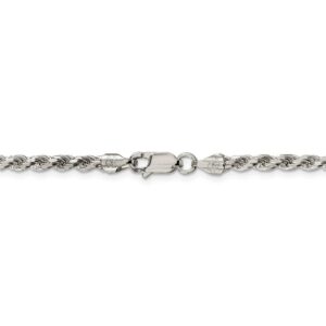 Sterling Silver Rhodium-plated 3mm Diamond-cut Rope Chain 22in 3mm style QDC070R-22