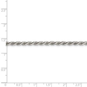 Sterling Silver Rhodium-plated 3mm Diamond-cut Rope Chain 22in 3mm style QDC070R-22