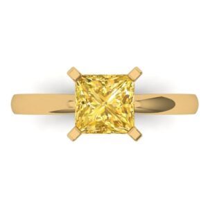 clara pucci 1.50 ct princess cut solitaire natural yellow citrine engagement bridal promise anniversary ring 18k yellow gold size 7.5