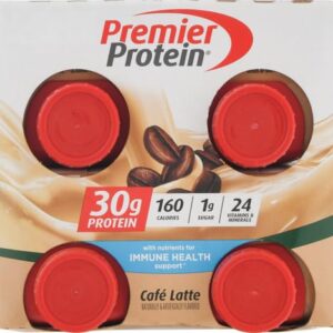 Premier Protein Shake, Café Latte, 30g Protein, 1g Sugar, 24 Vitamins & Minerals, Nutrients to Support Immune Health, 11 Fl Oz, 4 Count