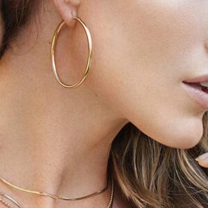 M MOOHAM Small Hoop Earrings, 14K Gold Plated 925 Sterling Silver Post Hypoallergenic Chunky Mini Dainty Earrings for Women Jewelry 15mm