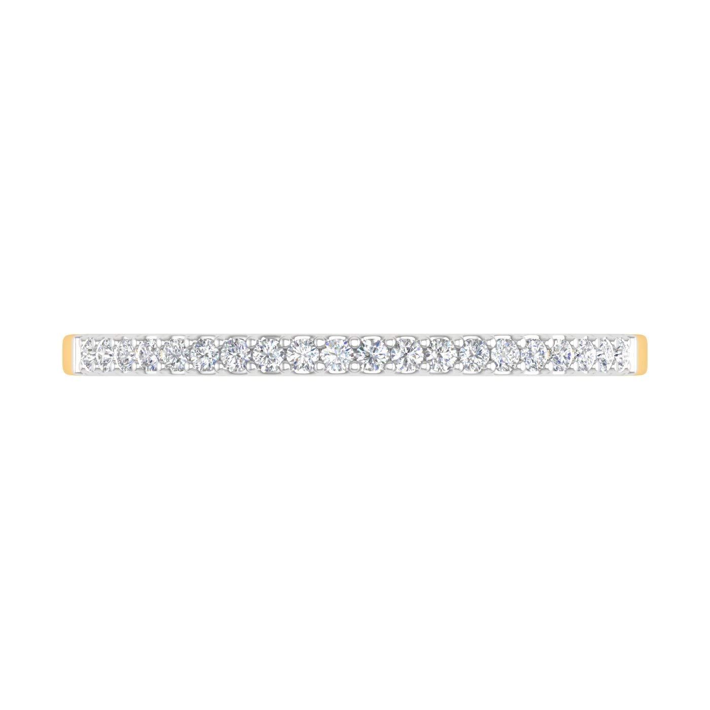 1/10 ctw 10K Yellow Gold Round Diamond Ladies Wedding Anniversary Stackable Ring - IGI (Ring Size 5.25)