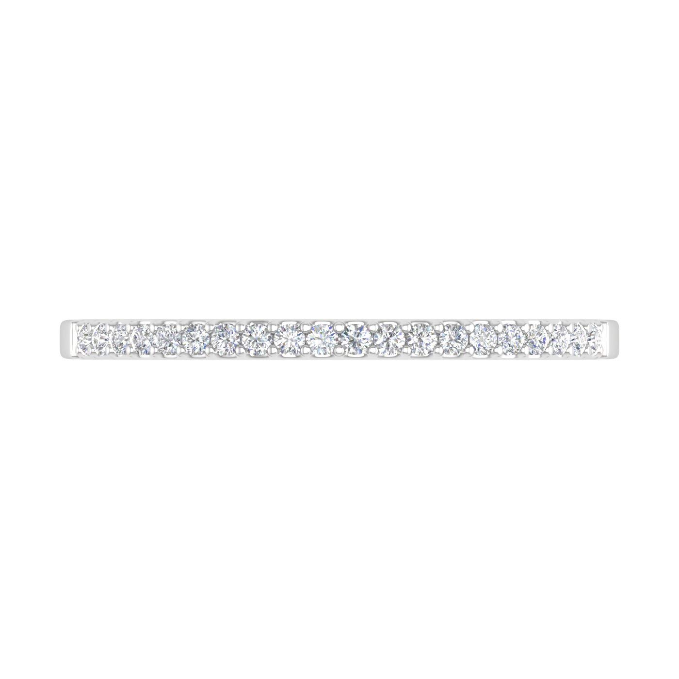 FINEROCK 1/10 Carat (ctw) 10K White Gold Diamond Ladies Wedding Anniversary Stackable Ring - (Ring Size 7.75)