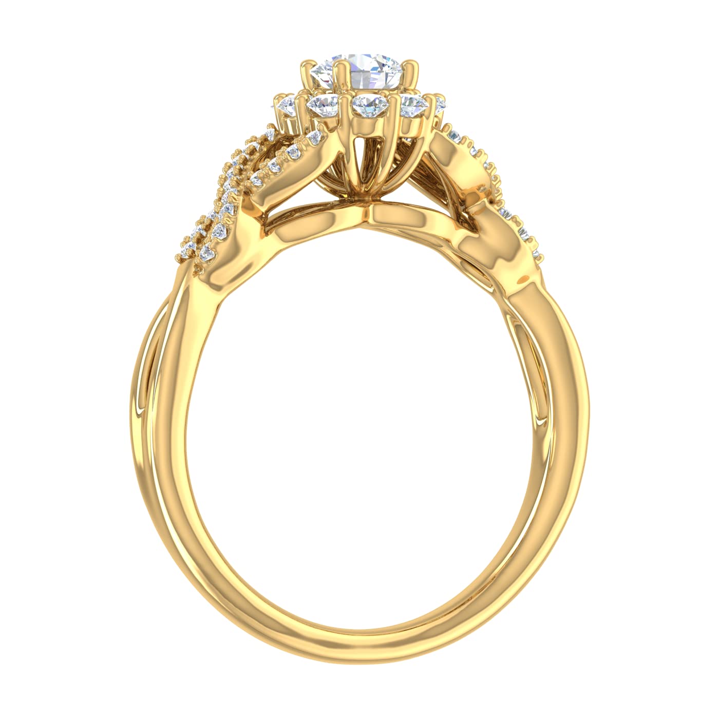 FINEROCK 1/2 Carat Prong Set Diamond Twisted Engagement Ring in 14K Yellow Gold (Ring Size 5.25)