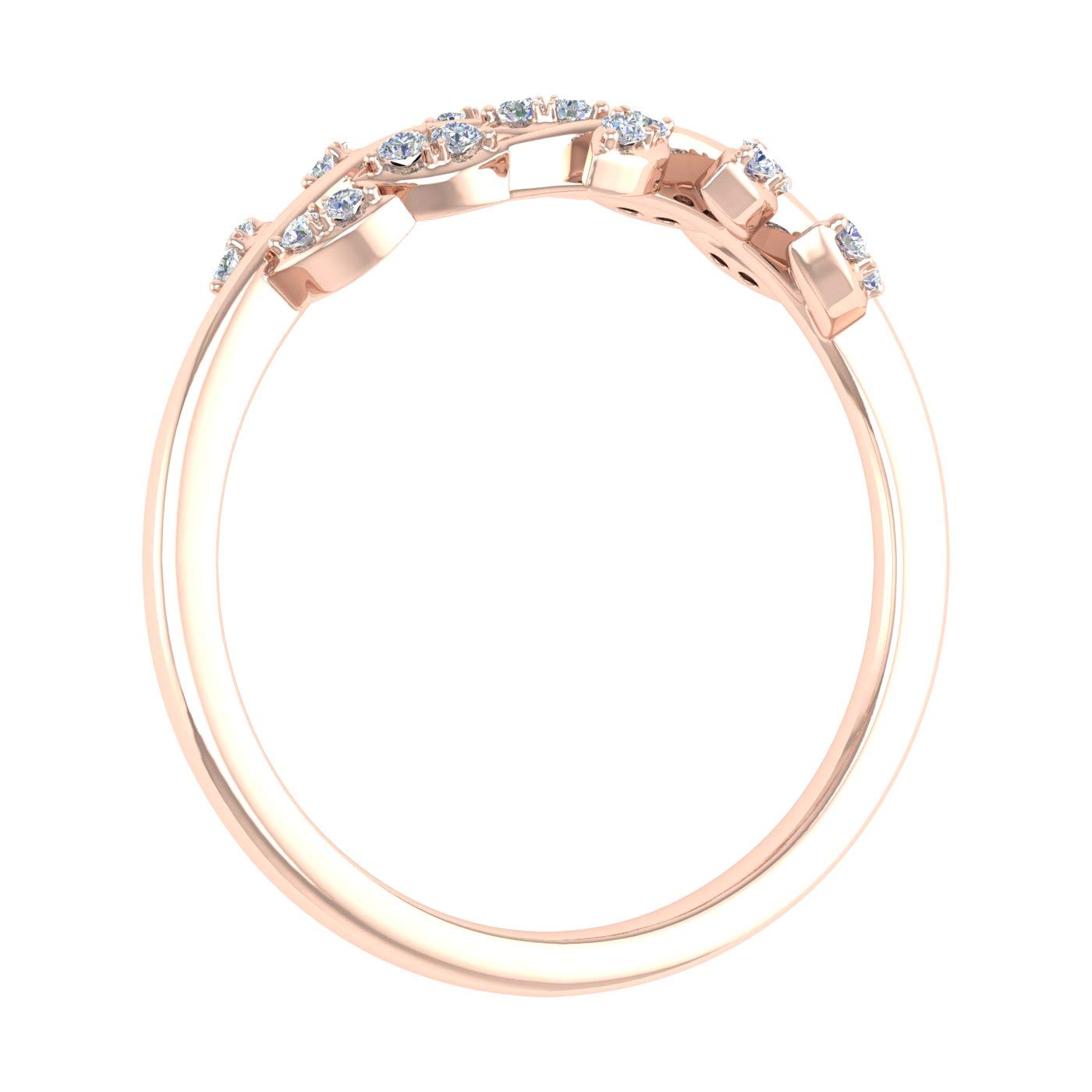 10K Rose Gold Diamond Nature Wedding Band (0.15 Carat) (Ring Size 7.25)