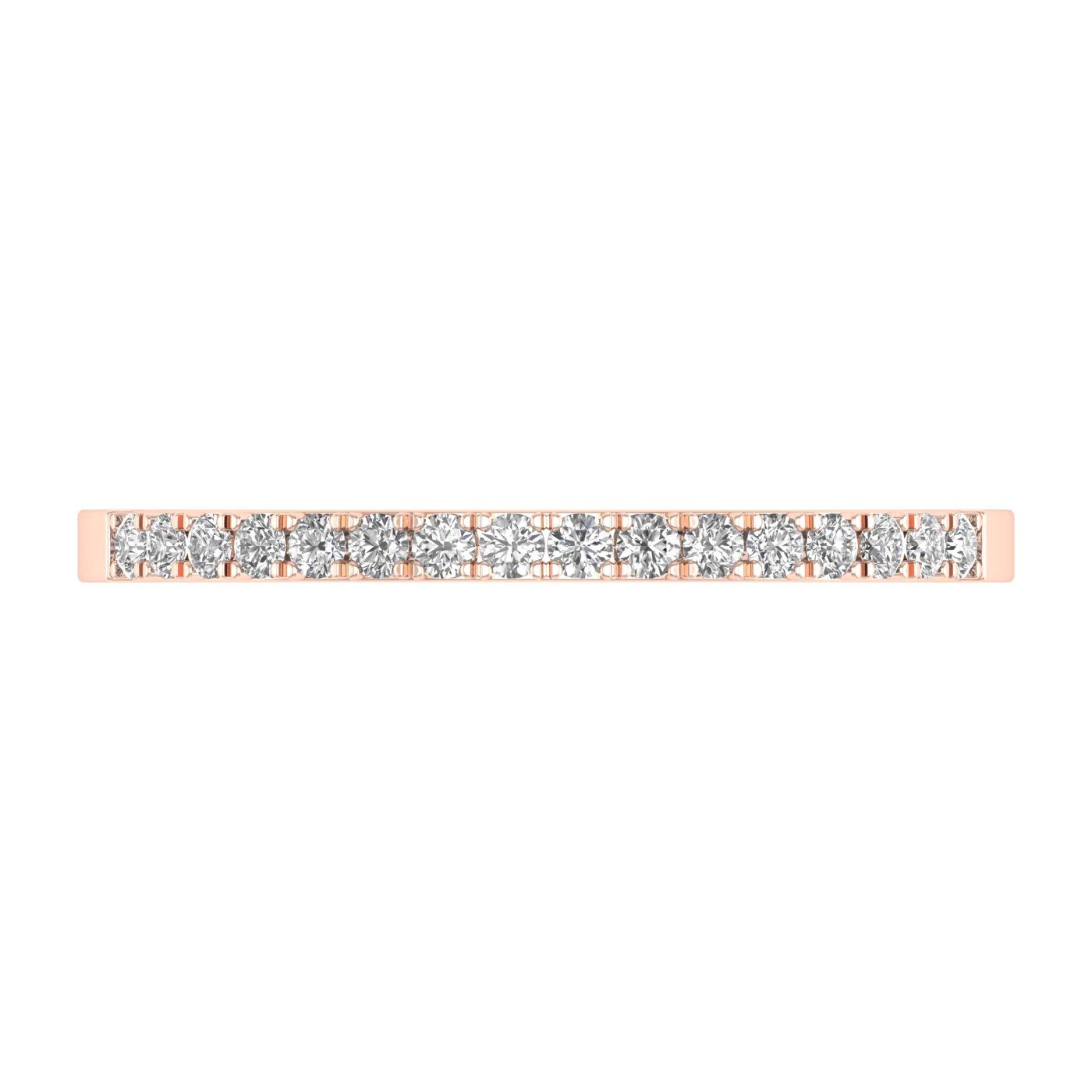 10K Rose Gold Diamond Semi-Eternity Wedding Band Ring (0.15 Carat) (Ring Size 7.75)