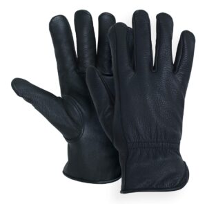 men`s full grain black deerskin leather gloves lined 40 gram 3m thinsulate (american fur) (x-large)