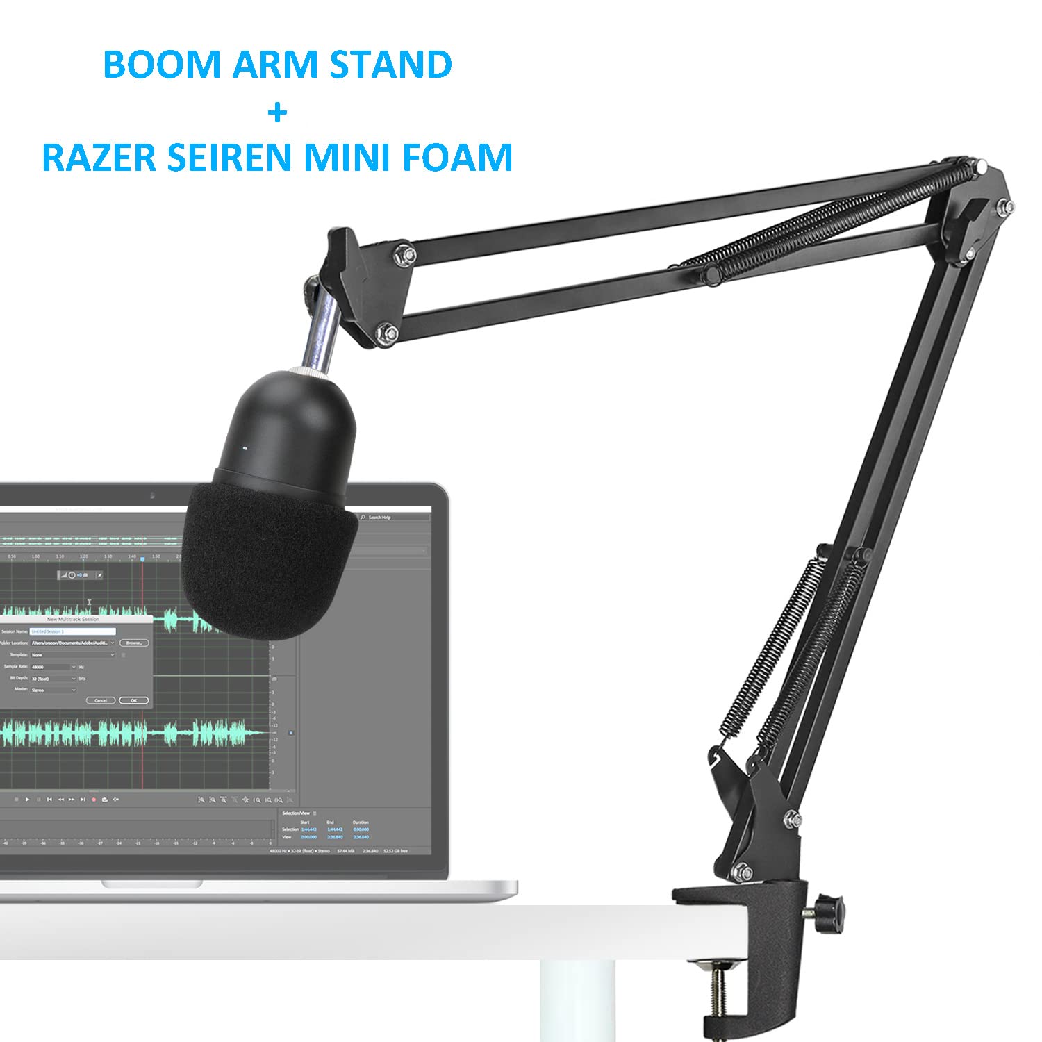 Razer Seiren Mini Boom Arm with Pop Filter - Mic Stand with Foam Cover Windscreen Compatible with Razer Seiren Mini Streaming Microphone by YOUSHARES