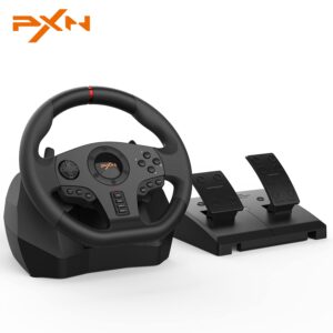 pxn v900 gaming steering wheel - 270/900° pc racing wheel with linear pedals & left and right dual vibration for ps4, pc, xbox one, xbox series x|s, switch