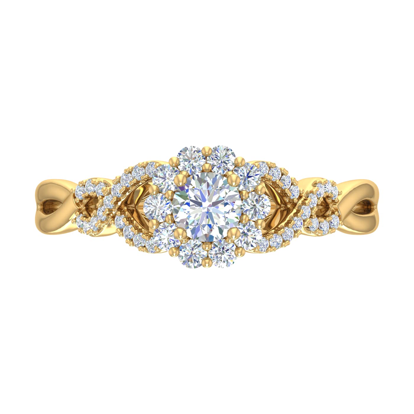 FINEROCK 1/2 Carat Prong Set Diamond Twisted Engagement Ring in 14K Yellow Gold (Ring Size 5.25)