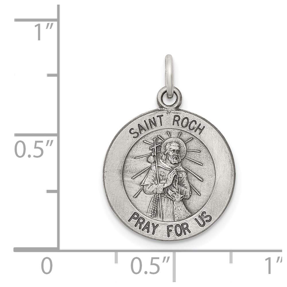 Sterling Silver Antiqued Saint Roch Medal QQC5755