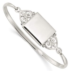 sterling silver polished rectangular 20mm locket bangle 3.55mm style qb1211