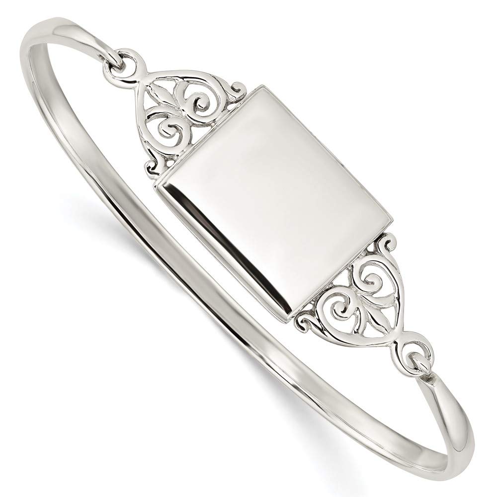 Sterling Silver Polished Rectangular 20mm Locket Bangle 3.55mm style QB1211