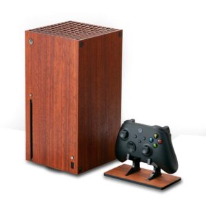 real wood skin for xbox series x console with free controller stand