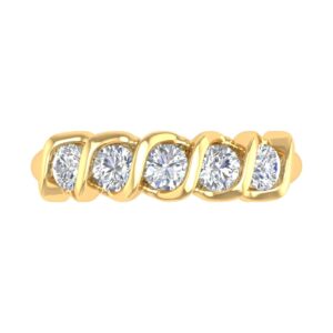 1 Carat (ctw) Channel Set 5-Stone Diamond Wedding Band Ring in 10K Yellow Gold (Ring Size 5.75)