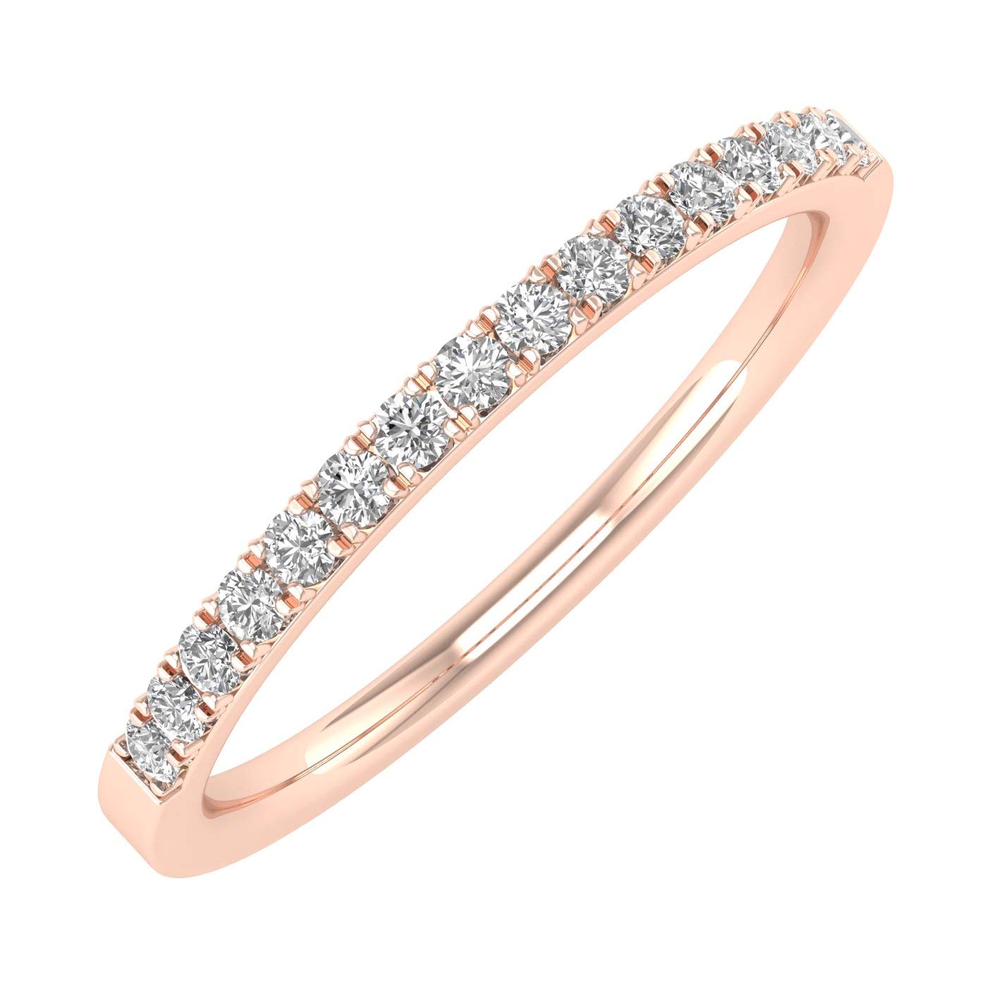 10K Rose Gold Diamond Semi-Eternity Wedding Band Ring (0.15 Carat) (Ring Size 7.75)