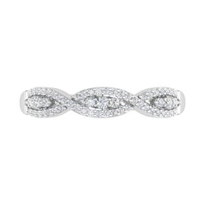 1/5 Carat Prong Set Diamond Twisted Wedding Band Ring in 14K White Gold (Ring Size 6.75)