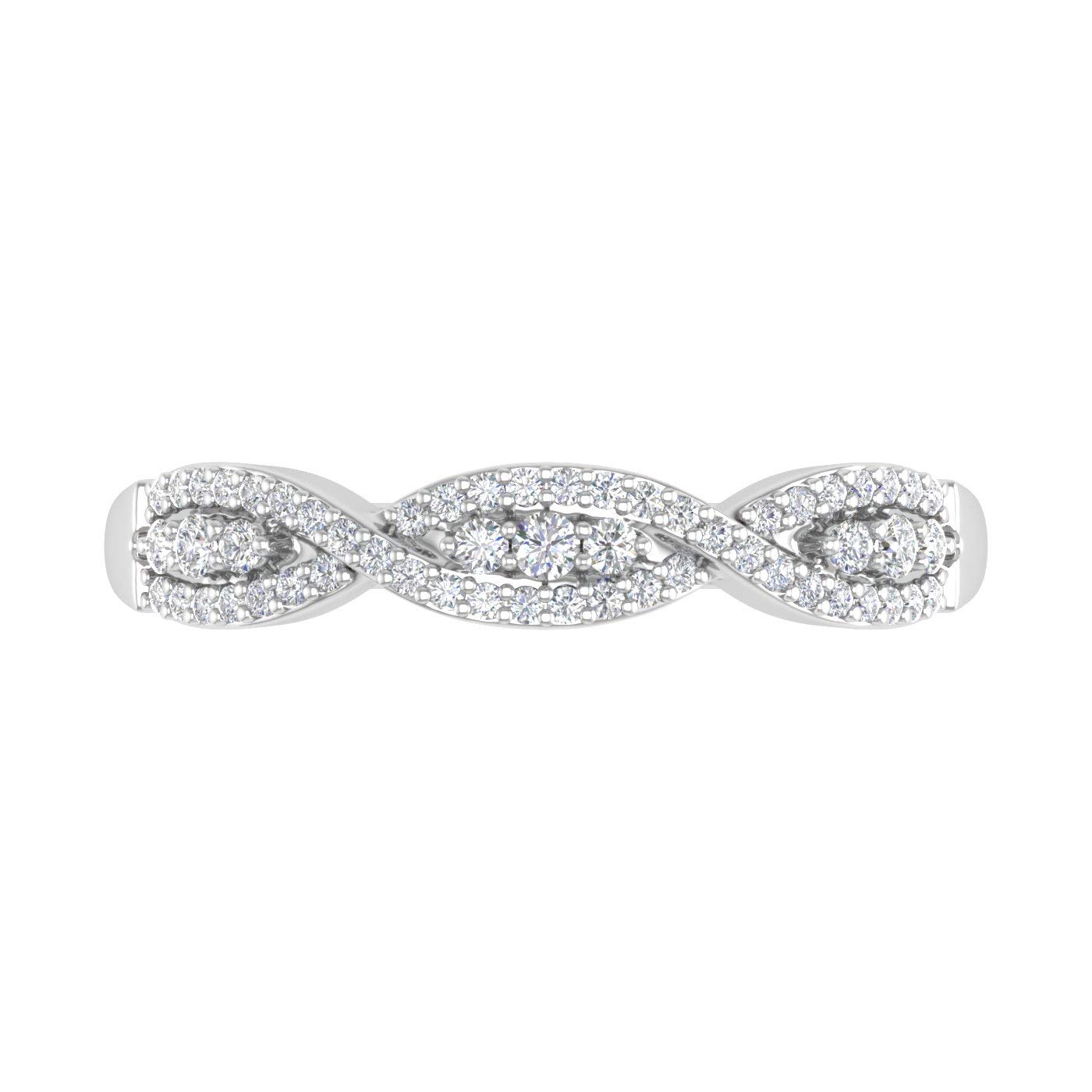 1/5 Carat Prong Set Diamond Twisted Wedding Band Ring in 14K White Gold (Ring Size 6.75)