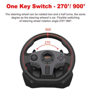 PXN V900 Gaming Steering Wheel - 270/900° PC Racing Wheel with Linear Pedals & Left and Right Dual Vibration for PS4, PC, Xbox One, Xbox Series X|S, Switch