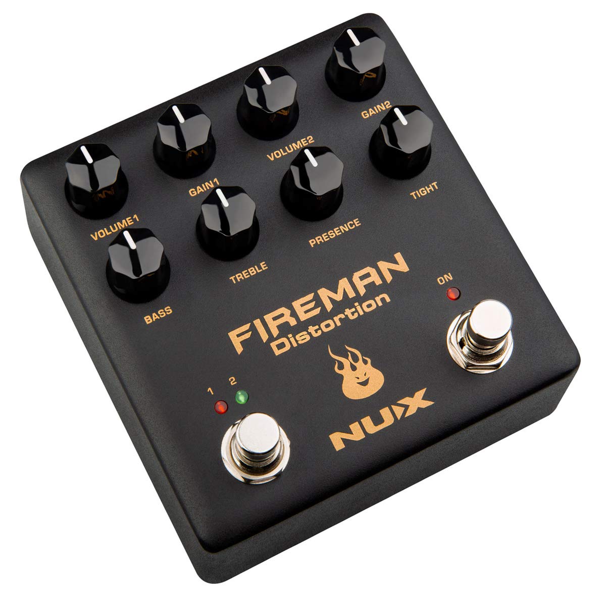 NUX Fireman Distortion Effect Pedal Dual Channel Brown Sound