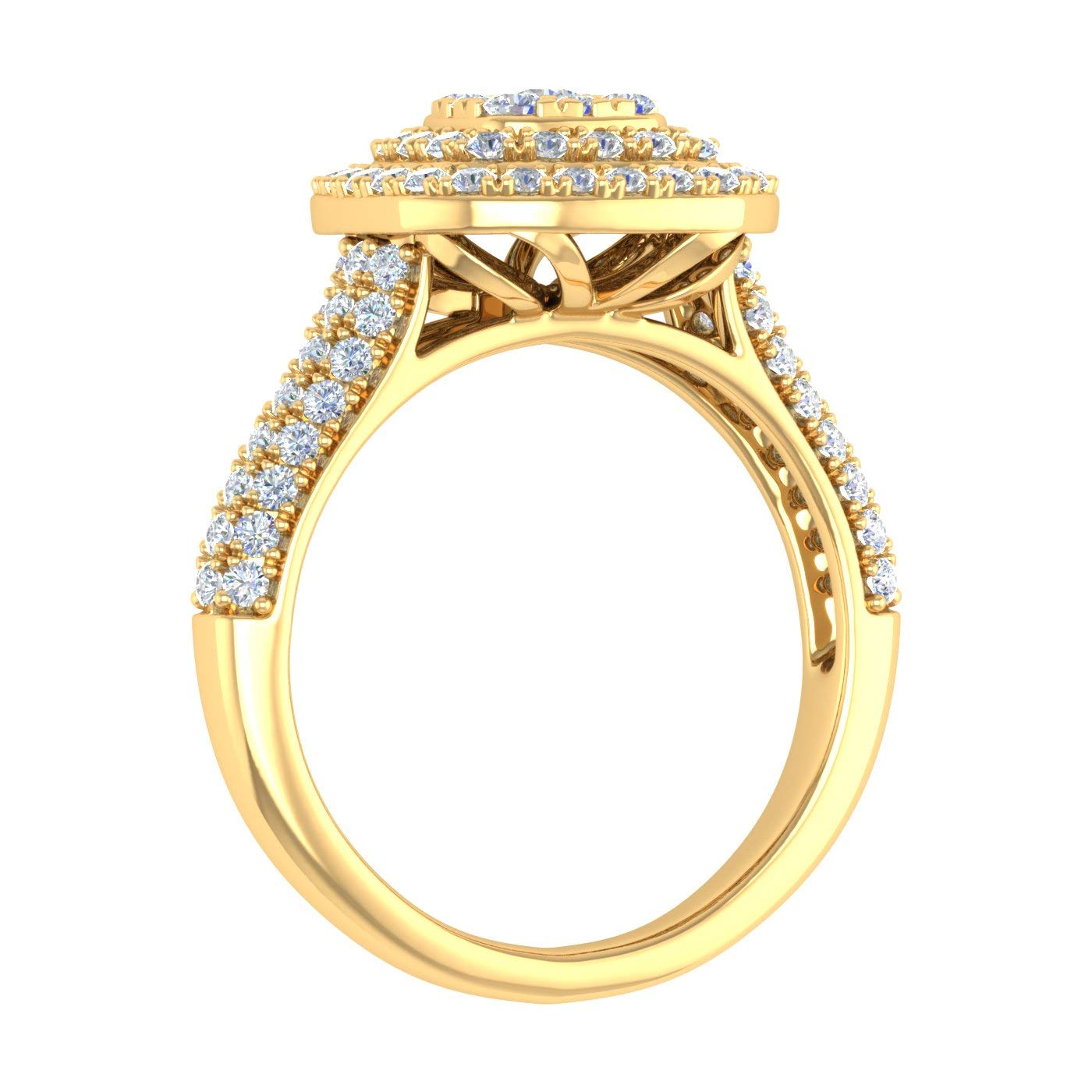 1 Carat Cushion Shape Halo Diamond Engagement Ring in 10K Yellow Gold (Ring Size 7.75)