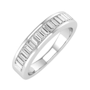 finerock 1/2 carat channel set baguette shape diamond wedding band ring in 14k white gold - igi certified (ring size 6.75)