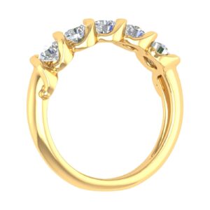 1 Carat (ctw) Channel Set 5-Stone Diamond Wedding Band Ring in 10K Yellow Gold (Ring Size 5.75)