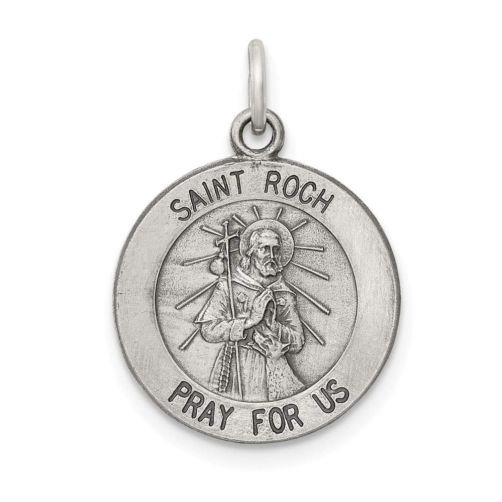 Sterling Silver Antiqued Saint Roch Medal QQC5755