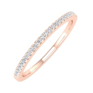 finerock 1/10 carat (ctw) 14k rose gold ladies diamond stackable anniversary ring (ring size 4.25) (i1-i2 clarity)