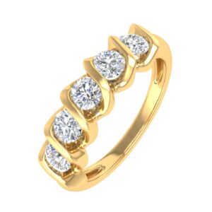 1 carat (ctw) channel set 5-stone diamond wedding band ring in 10k yellow gold (ring size 5.75)