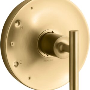 KOHLER K-TS14423-4-2MB Purist Rite-Temp Valve Trim with Lever Handle, Faceplate with Single Handle, Vibrant Brushed Moderne Brass