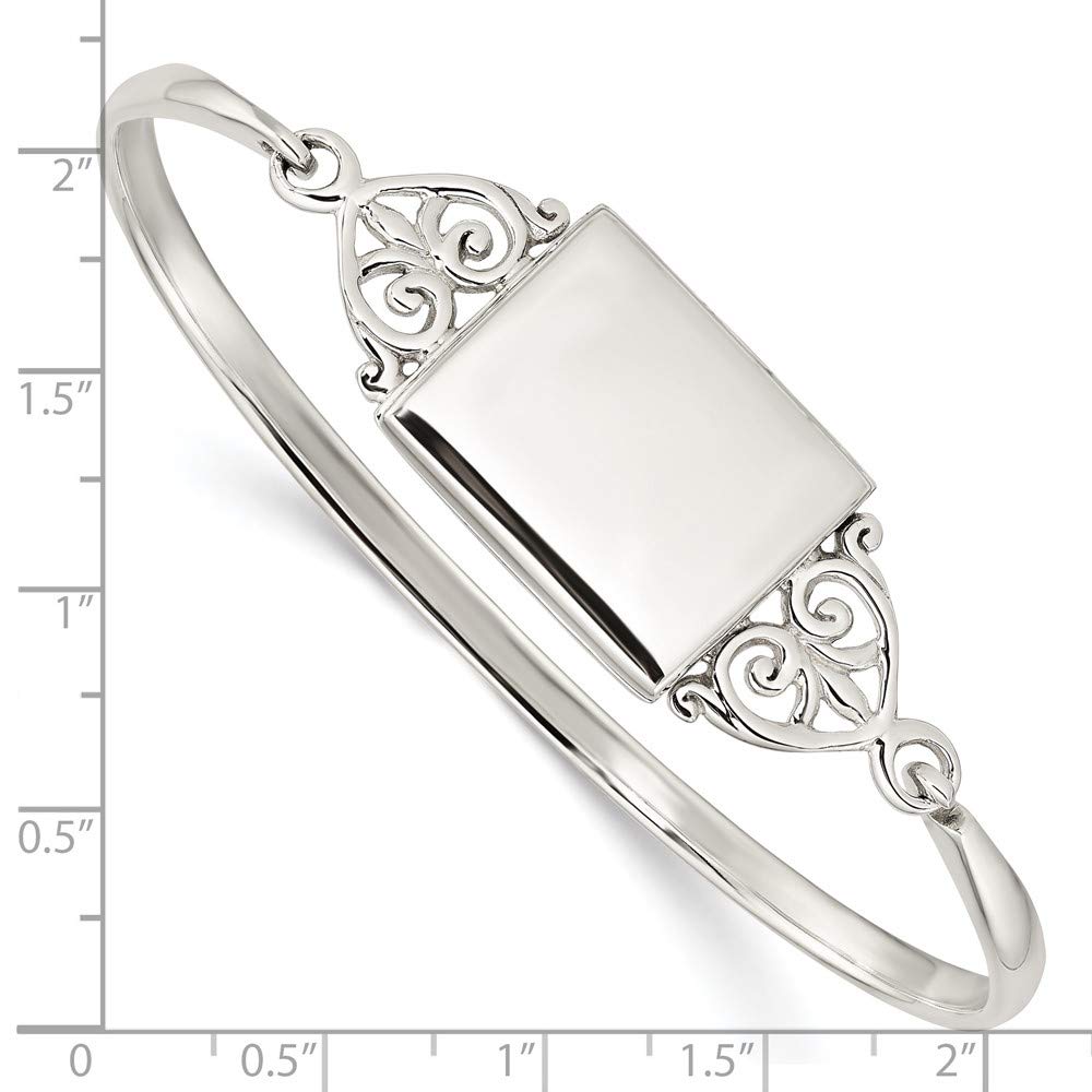 Sterling Silver Polished Rectangular 20mm Locket Bangle 3.55mm style QB1211