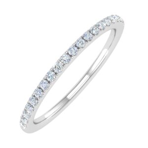 14k white gold half eternity diamond wedding band ring for women (0.15 carat) (ring size 6.25) (i1-i2 clarity)