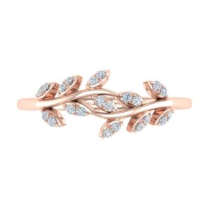 10K Rose Gold Diamond Nature Wedding Band (0.15 Carat) (Ring Size 7.25)