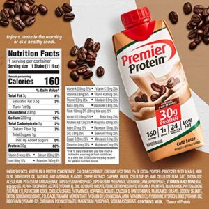 Premier Protein Shake, Café Latte, 30g Protein, 1g Sugar, 24 Vitamins & Minerals, Nutrients to Support Immune Health, 11 Fl Oz, 4 Count