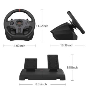 PXN V900 Gaming Steering Wheel - 270/900° PC Racing Wheel with Linear Pedals & Left and Right Dual Vibration for PS4, PC, Xbox One, Xbox Series X|S, Switch