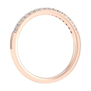 10K Rose Gold Diamond Semi-Eternity Wedding Band Ring (0.15 Carat) (Ring Size 7.75)