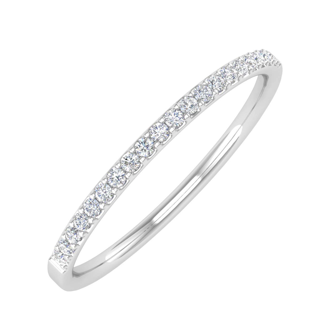 FINEROCK 1/10 Carat (ctw) 10K White Gold Diamond Ladies Wedding Anniversary Stackable Ring - (Ring Size 7.75)