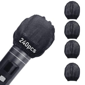 240pcs (120 pairs) mic covers disposable non-woven, individually wrapped mic cover for sanitary mic covers disposable for mic microphone windscreen & pop filters black