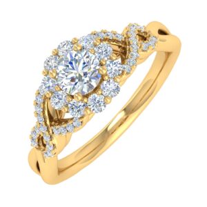 finerock 1/2 carat prong set diamond twisted engagement ring in 14k yellow gold (ring size 5.25)