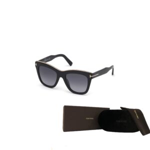 Tom Ford FT0685 Julie 01C 52MM Shiny Black/Gradient Smoke W. Silver Flash Geometric Square Sunglasses for Women + BUNDLE with Designer iWear Eyewear Kit