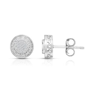 natalia drake 1/10 cttw diamond stud earrings for women in 925 sterling silver with rhodium plating round halo flat pave color h-i/clarity i2-i3