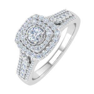 1/2 carat cushion shape halo diamond engagement ring in 10k white gold (ring size 5.75)