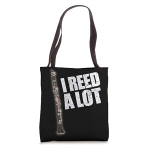 funny clarinet pun i reed read a lot clarinet player gift tote bag