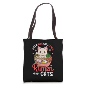 ramen cat neko anime kawaii otaku girl tote bag