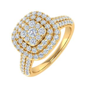 1 carat cushion shape halo diamond engagement ring in 10k yellow gold (ring size 7.75)